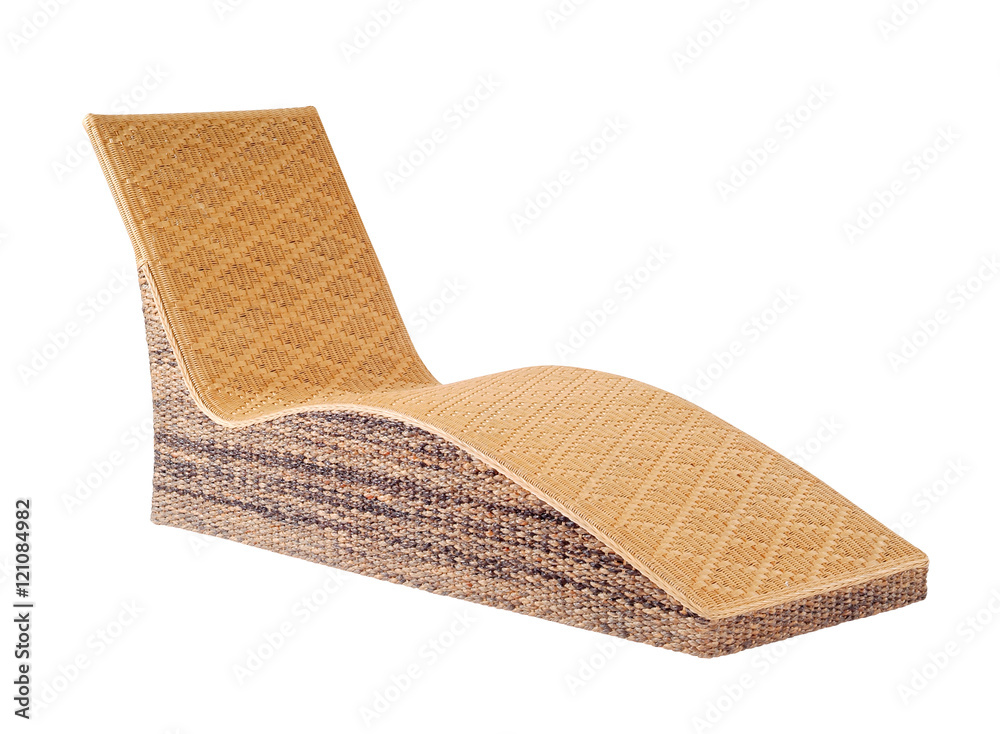 Rattan chaise lounge isolated on white background with clipping path ...