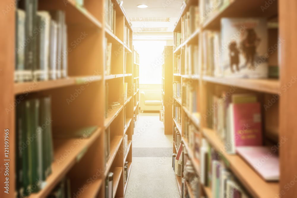 bookshelf straight class in library Stock Photo | Adobe Stock