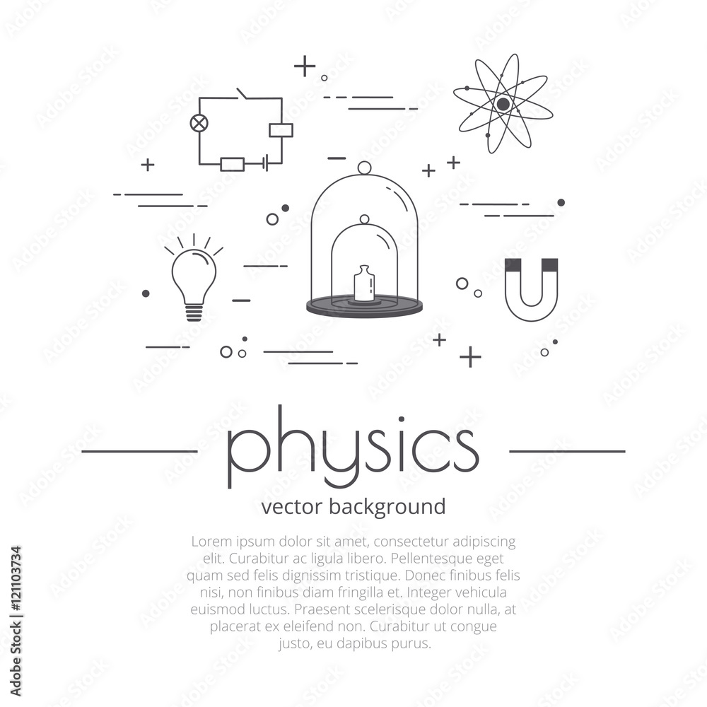 Vector set of line icons. Physics concept. Science and educational ...