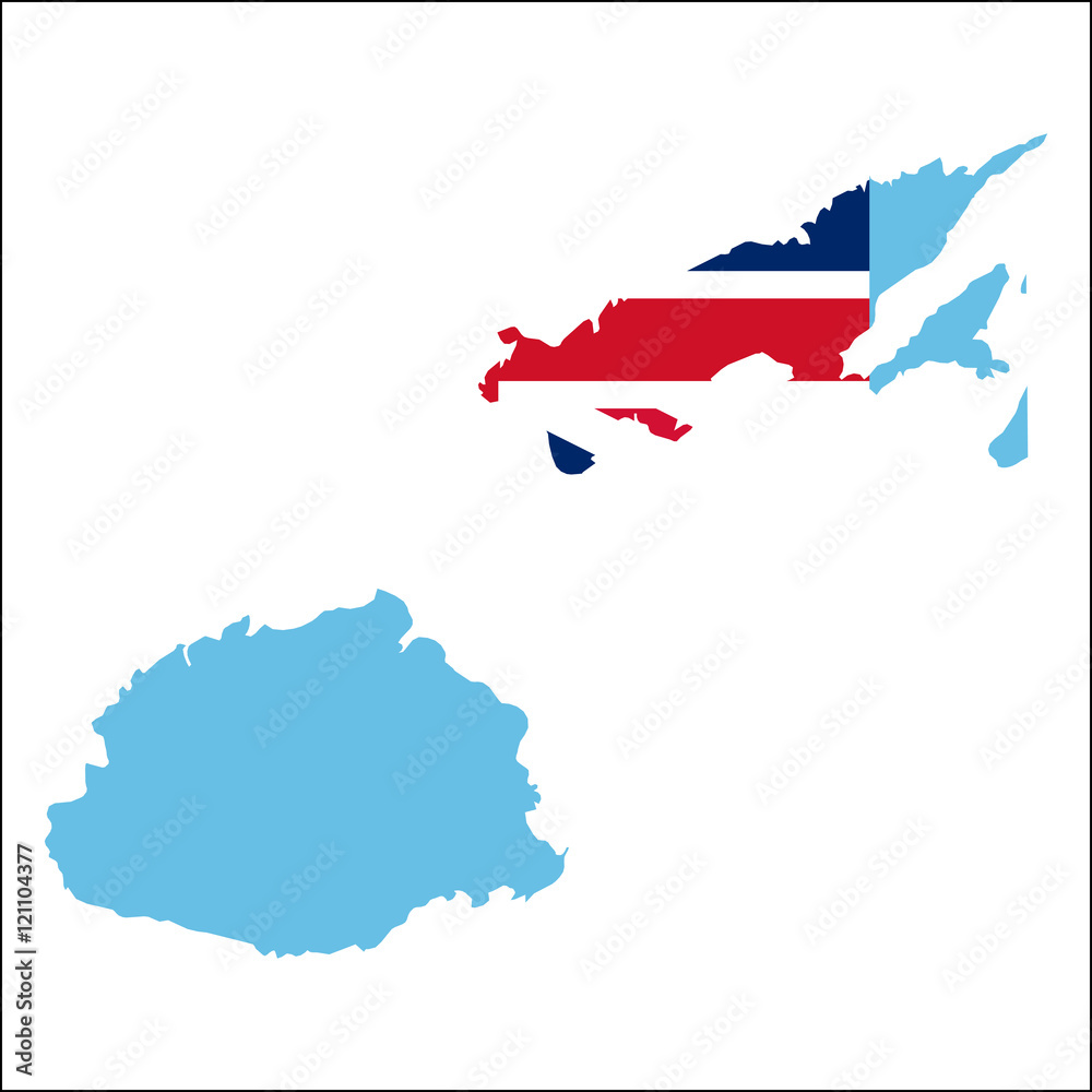 Fiji high resolution map with national flag. Flag of the country ...