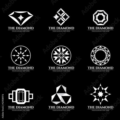 White Diamond logo vector illustration set design Stock Vector | Adobe ...