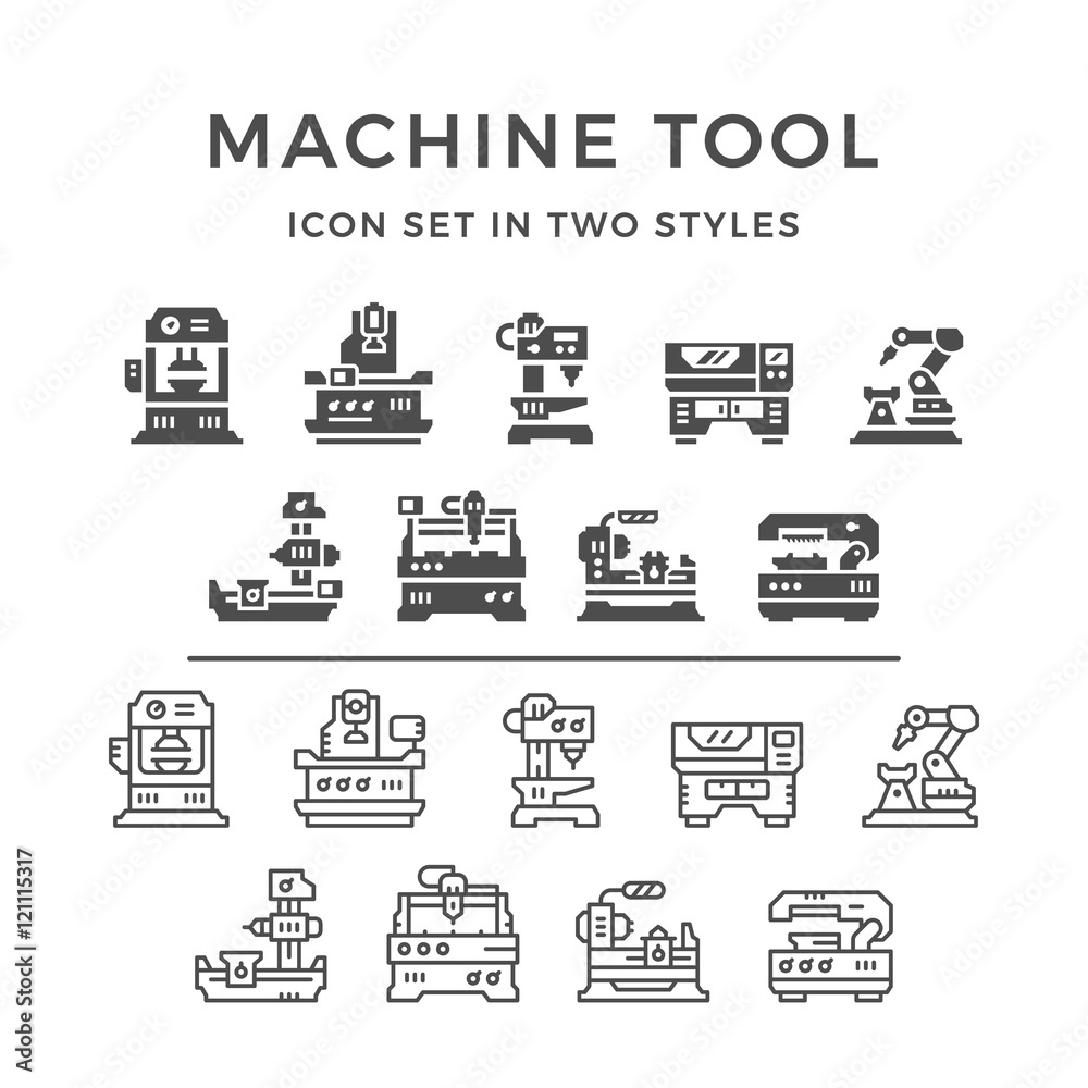 Set icons of machine tool Stock Vector | Adobe Stock