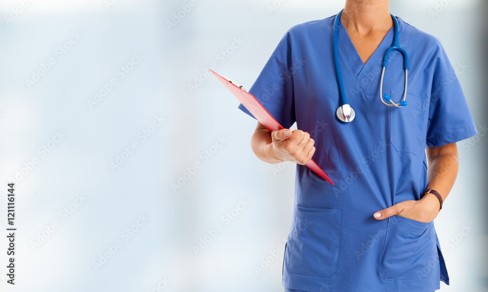Nurse in front of a bright background Stock Photo | Adobe Stock