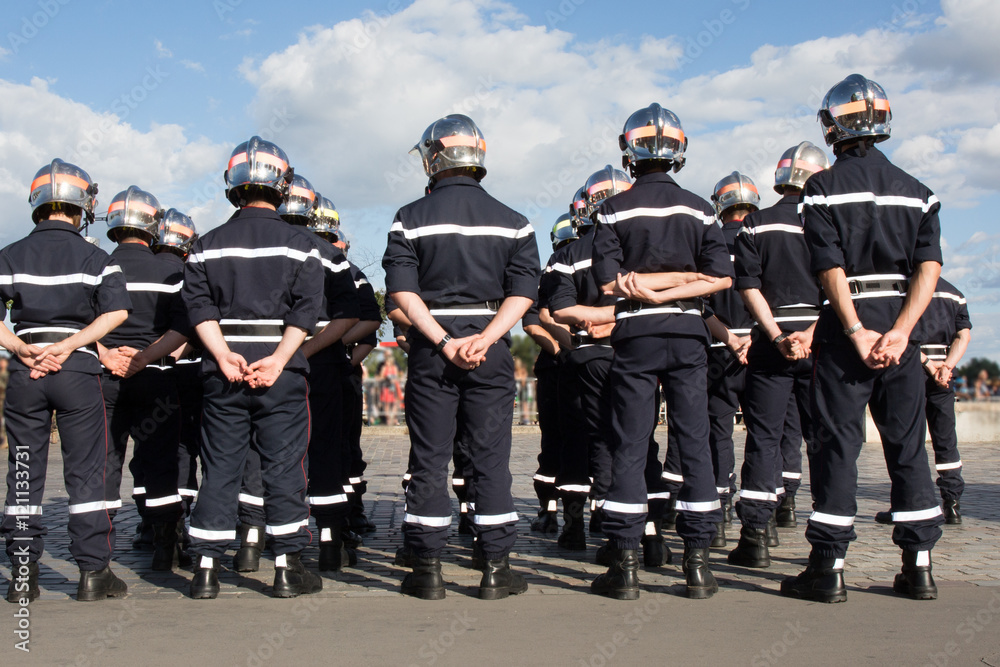 fireman Military parade during a ceremonial of a french national day ...
