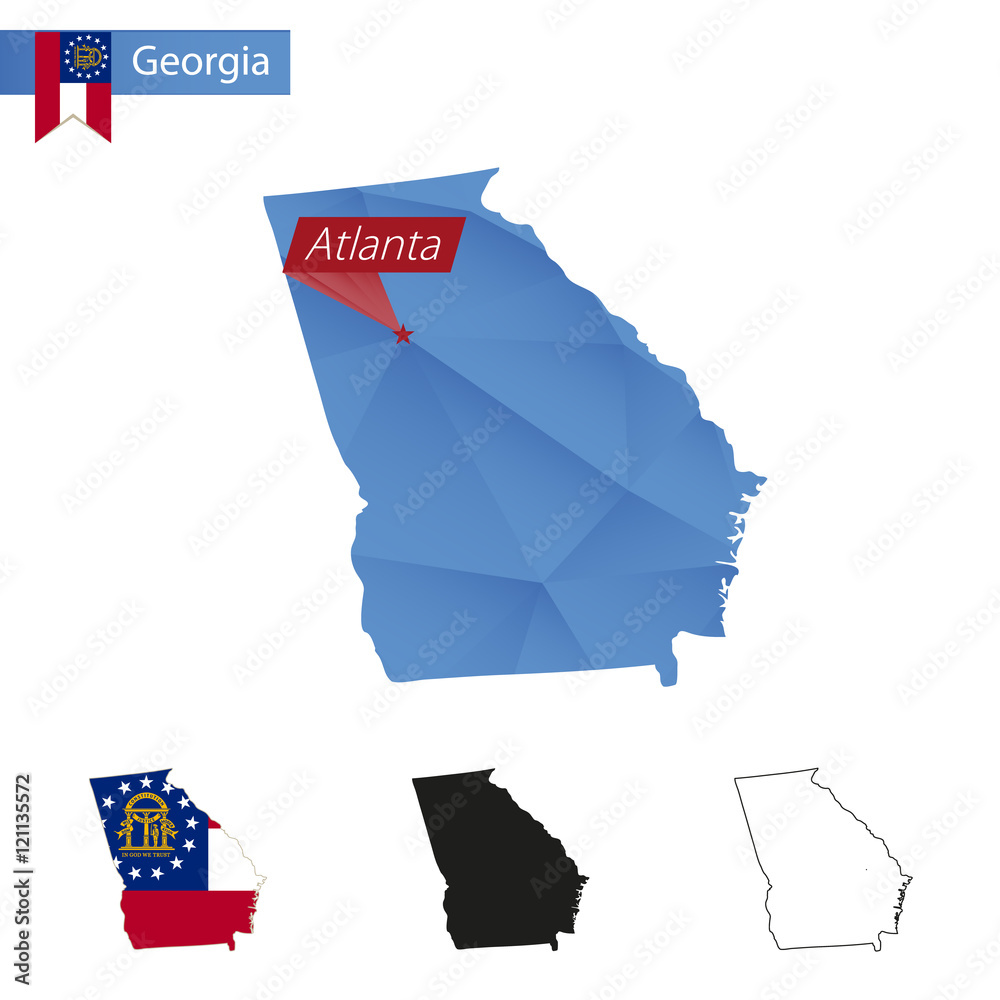 State of Georgia blue Low Poly map with capital Atlanta. vector de ...
