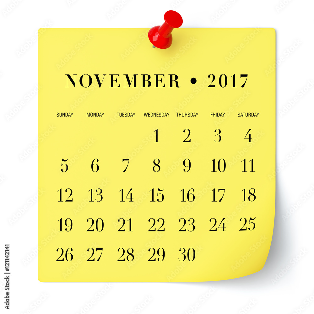 November 2017 - Calendar | Uwalls.co.uk