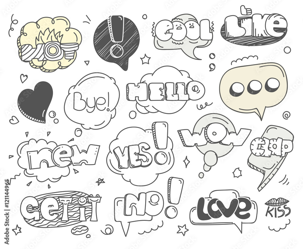 Different sketch style words collection. Vector doodles set Stock ...