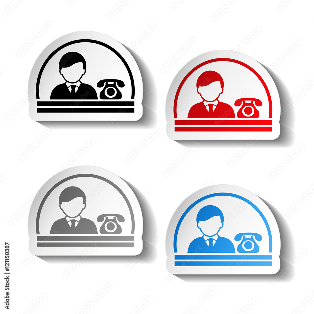 Vector button of contact - semicircle design, man, official with old ...
