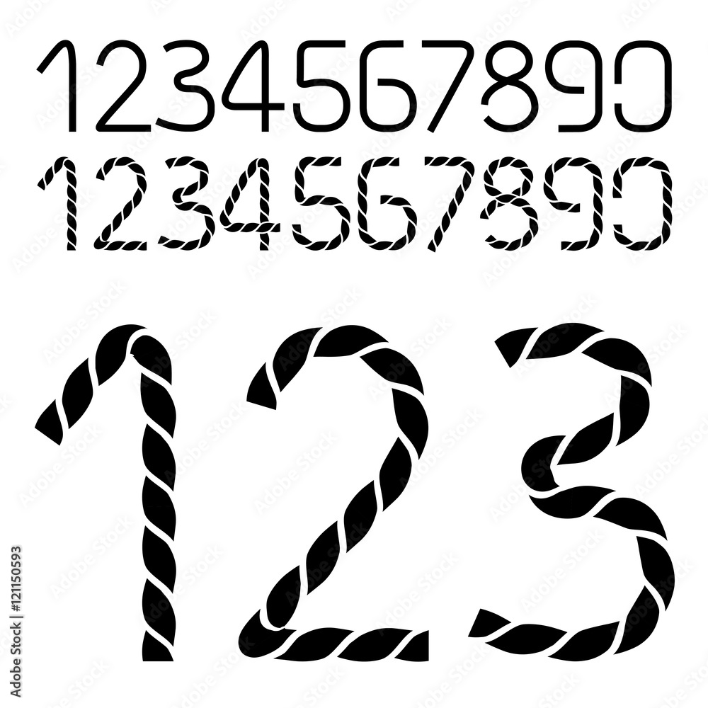 Vector Twine Rope Font Alphabet numbers one two three four five six vector-twine-rope-font-alphabet-numbers-one-two-three-four-five-six