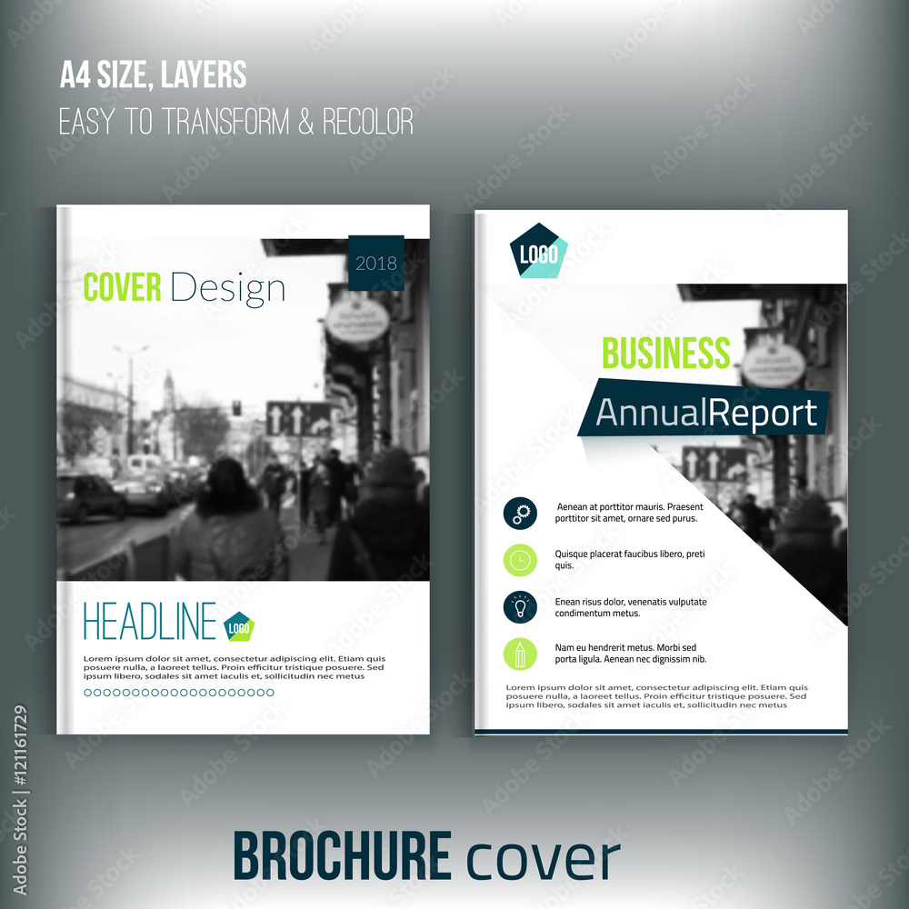 Set of Clean brochure cover templates with blured city landscape ...