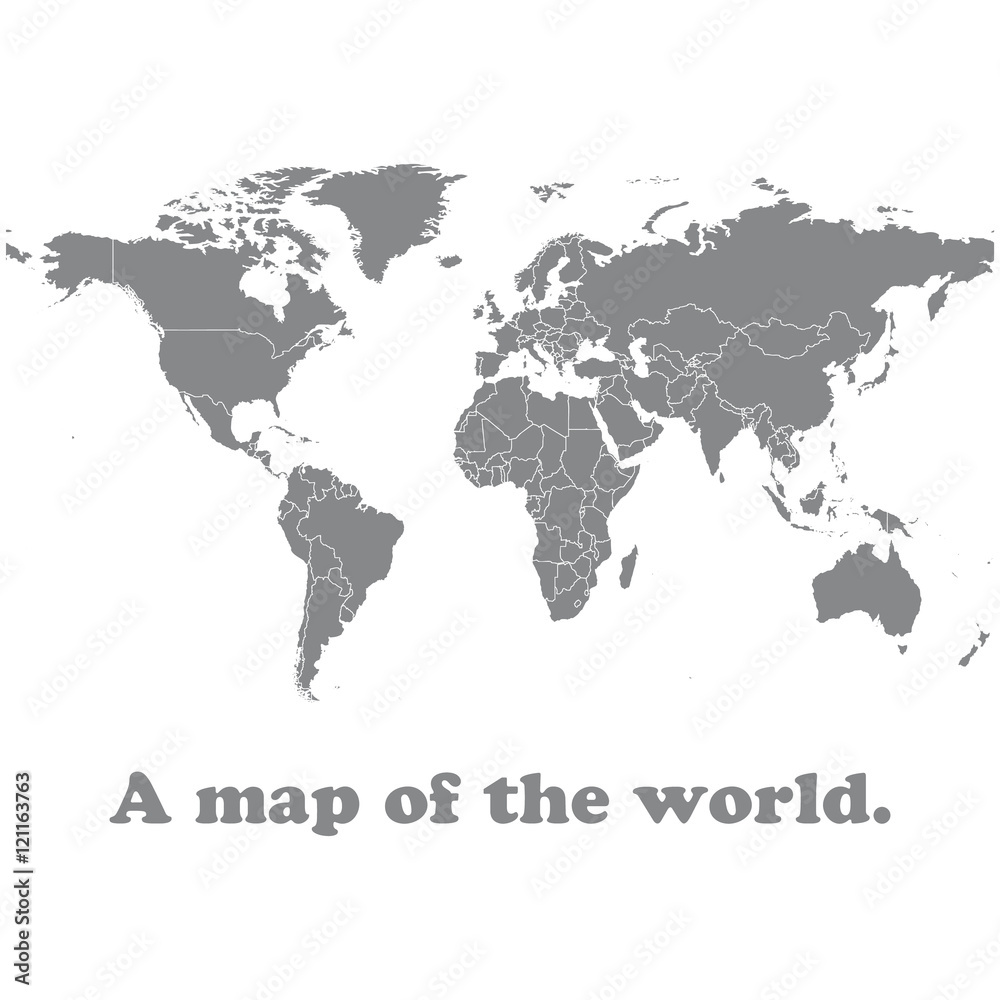 Векторная карта мира. Черная иллюстрация на белом фоне. Stock ...