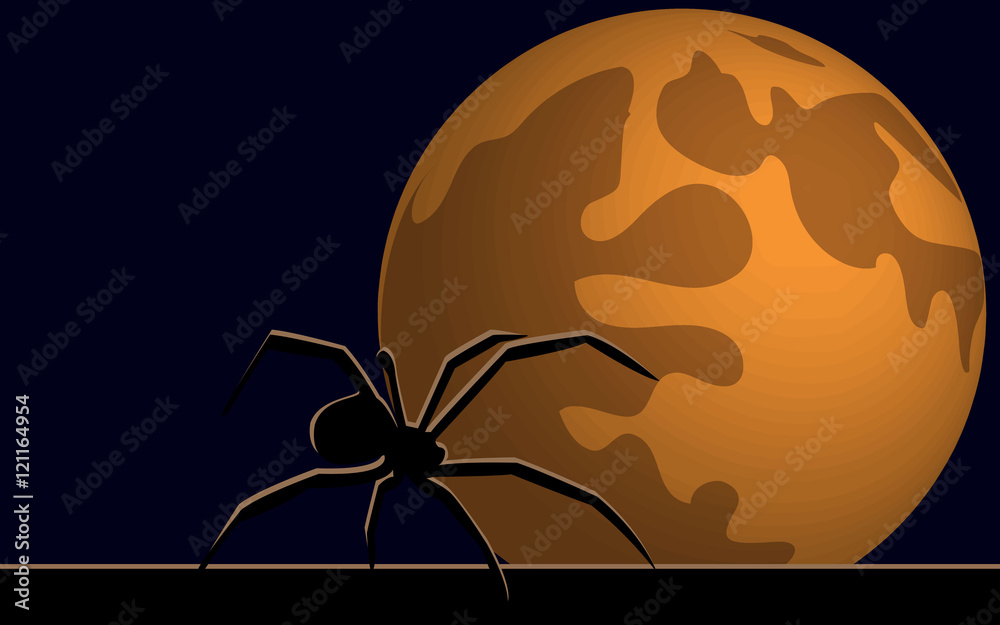 Wallpaper Halloween moon spider, vector Stock Vector | Adobe Stock