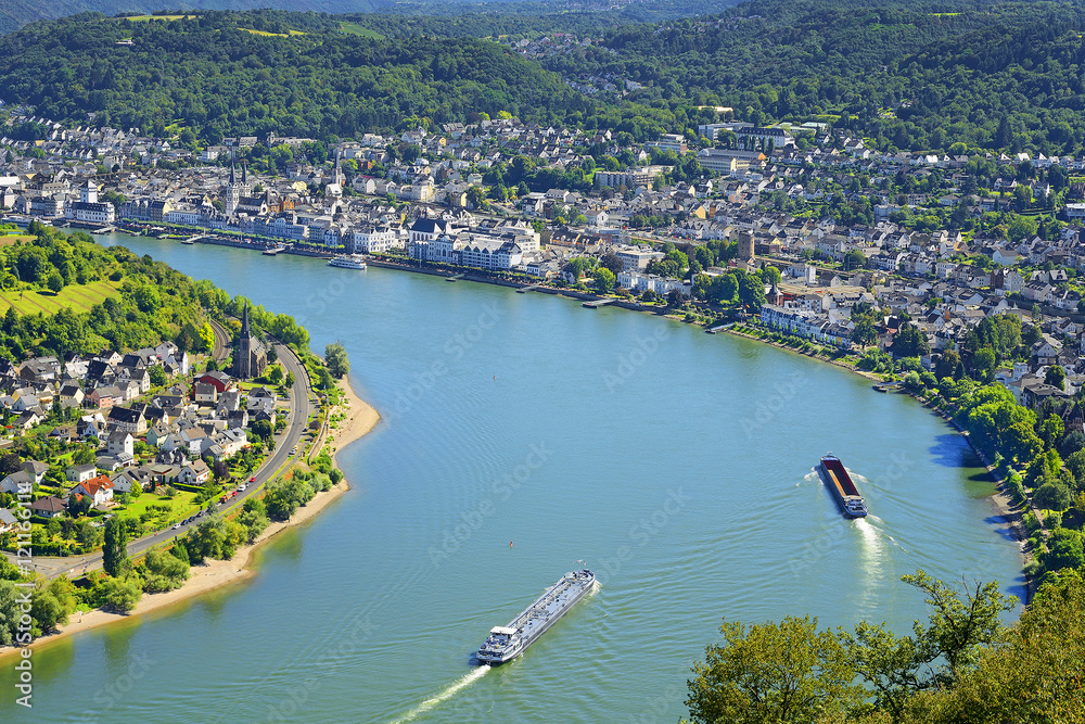 Famous popular Wine Village of Boppard at Rhine River, middle Rhine ...