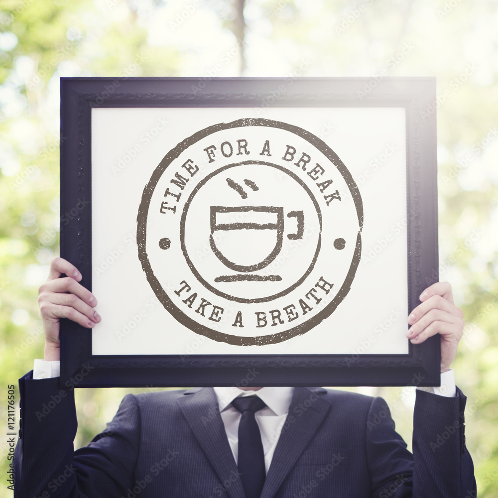 Coffee Break Tea Time Stamp Icon Graphic Concept Stock Photo | Adobe Stock