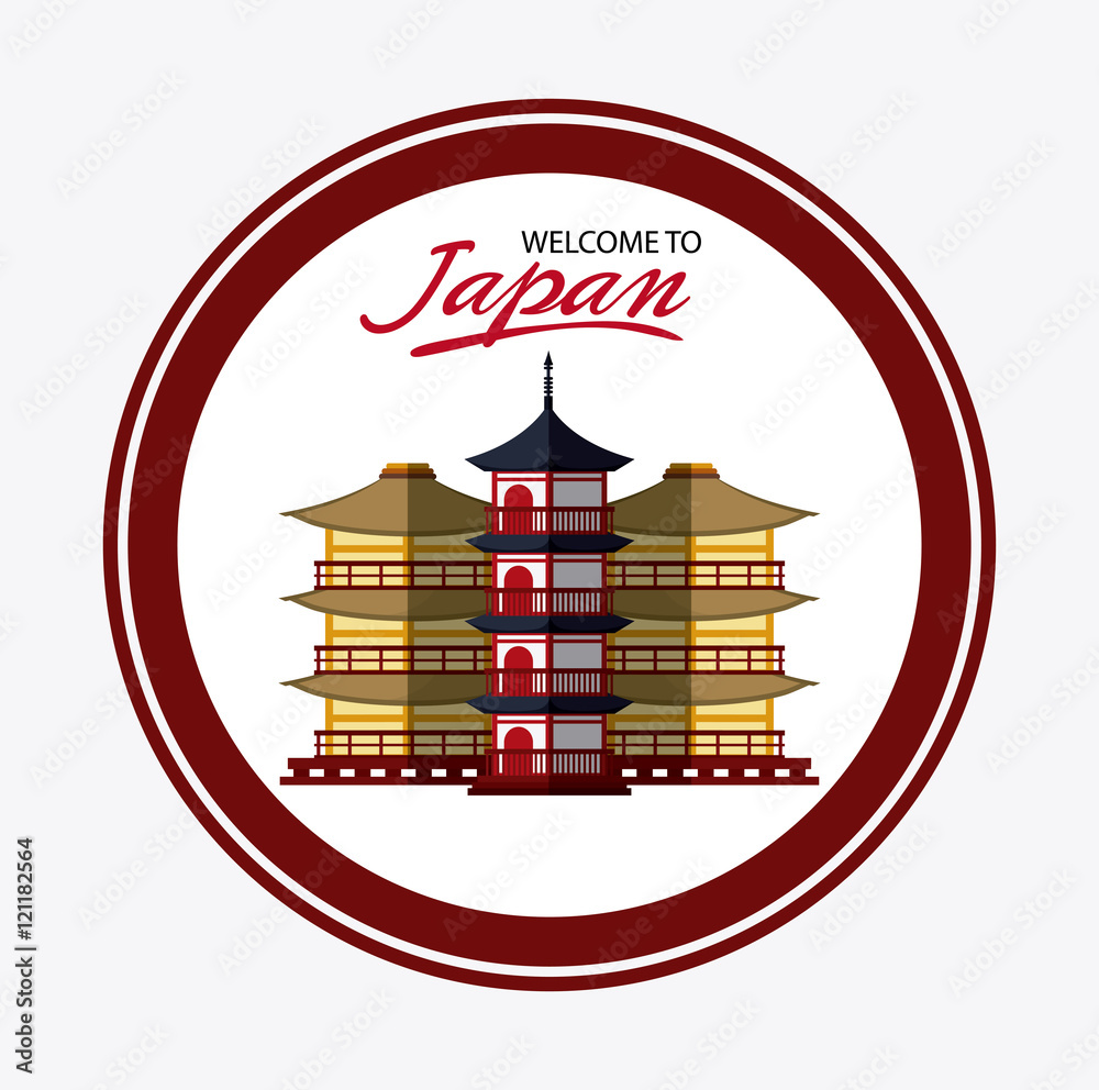 tower building icon. Japan culture landmark and asia theme. Colorful ...
