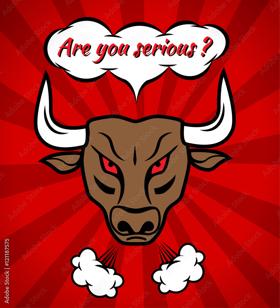 Angry bull in pop-art style.Vector illustration. Stock Vector | Adobe Stock