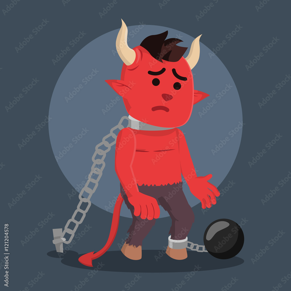 devil being chained colorful Stock Vector | Adobe Stock