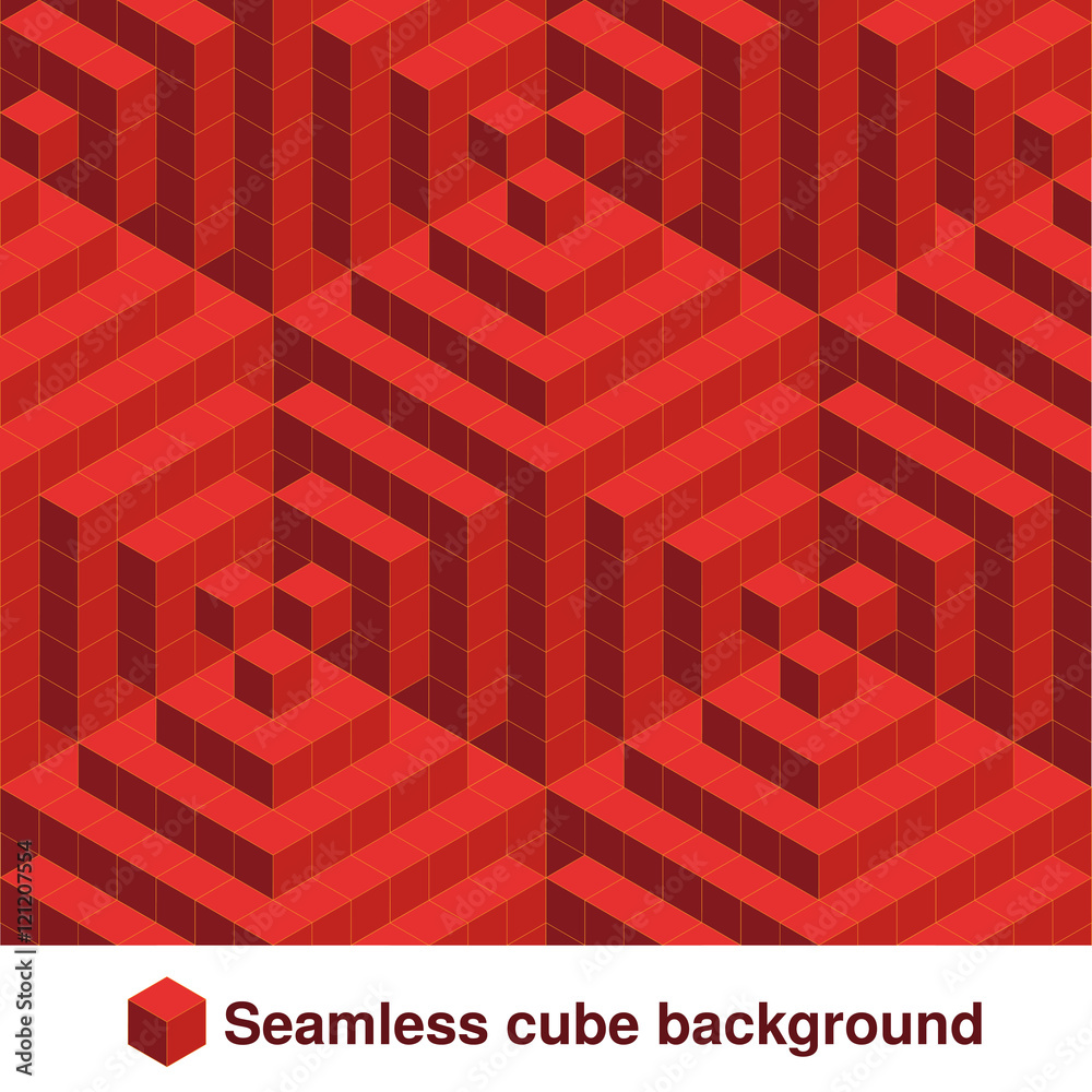 Vector squared pattern. Seamless geometric texture in red color. Effect ...