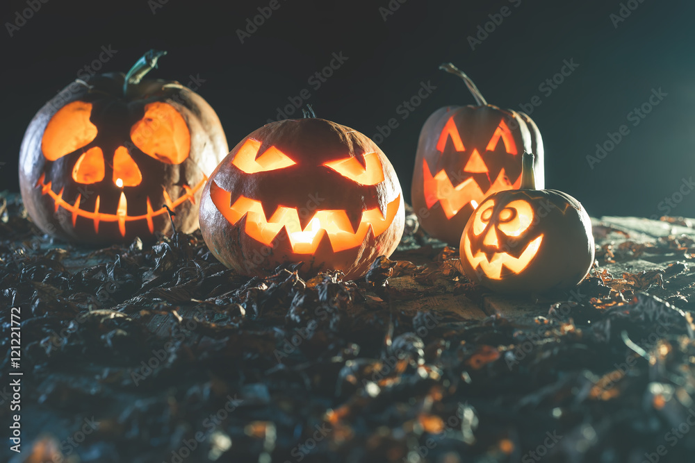 Halloween pumpkins at wood background. Stock Photo | Adobe Stock