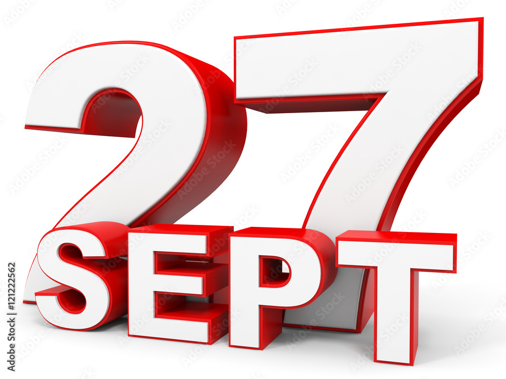 September 27. 3d text on white background. Stock Illustration | Adobe Stock