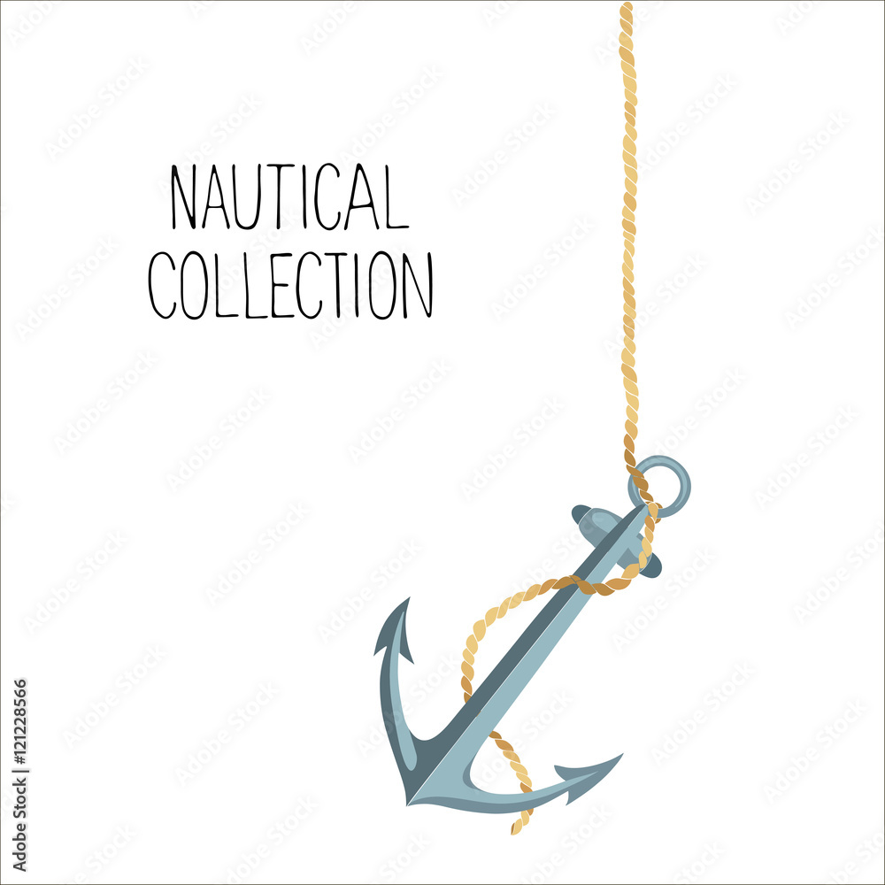 Vector illustration of anchor and rope Stock Vector | Adobe Stock