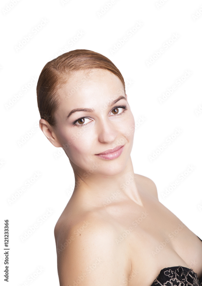 Beauty Lip Makeup Detail. Model Woman's Face close-up. portrait of beautiful woman's purity face ...