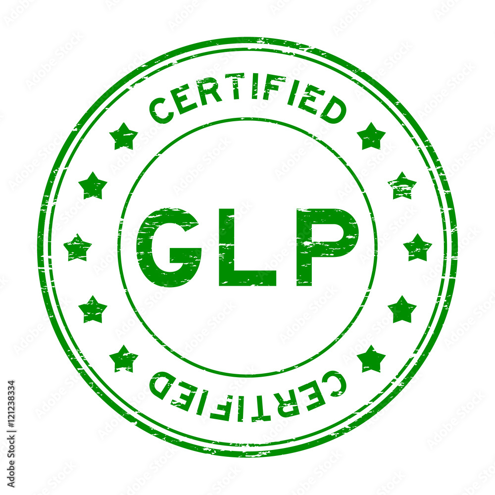 Grunge green GLP certified rubber stamp vector de Stock | Adobe Stock