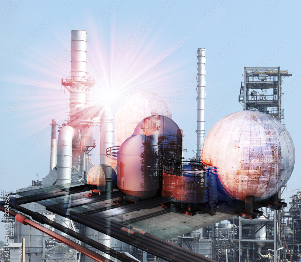 oil refinery industry in metallic color style use as metal style of ...
