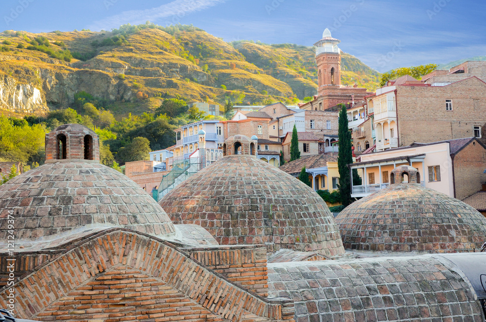 ancient sulfuric Baths in Abanotubani, famous sightseeing of Tbilisi ...