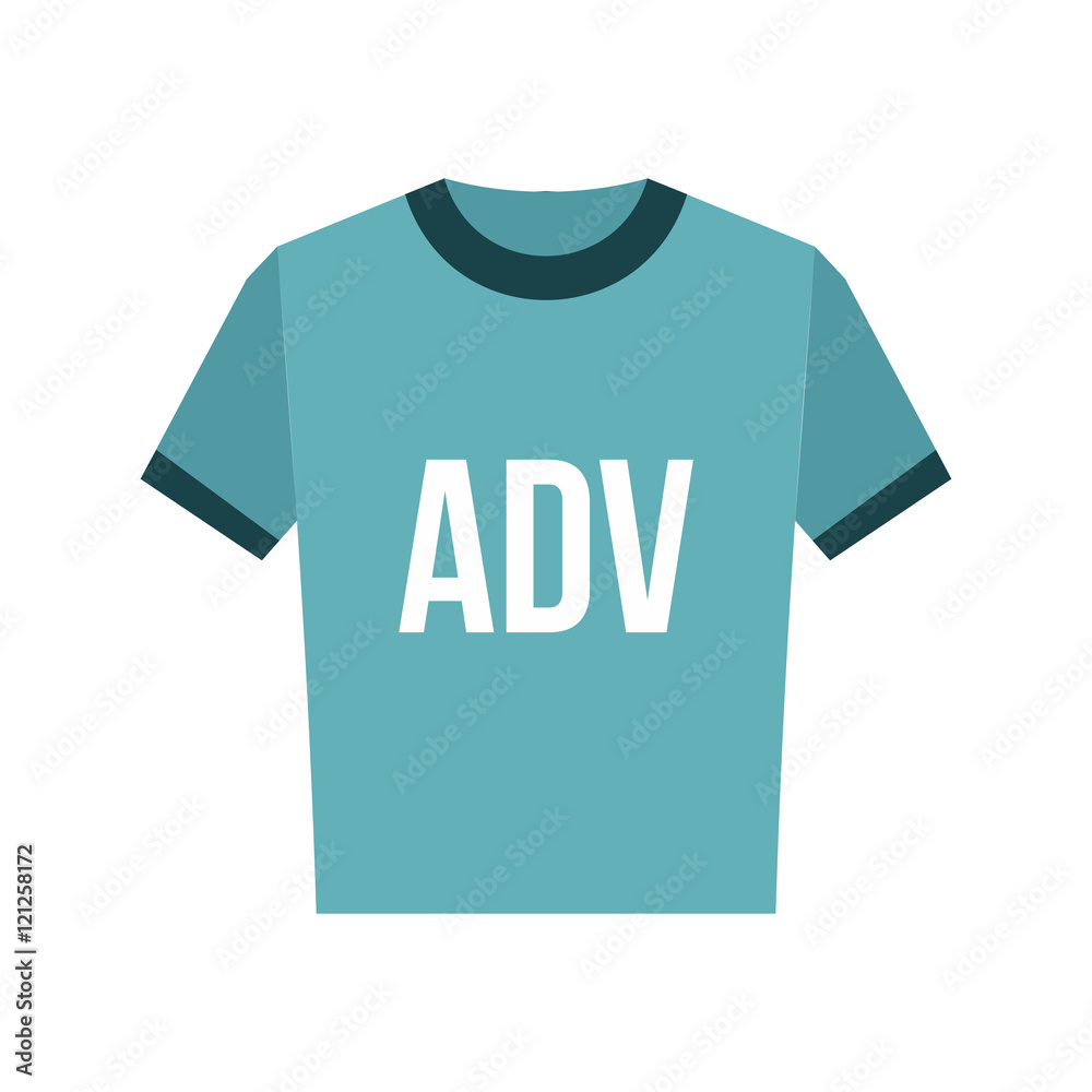 Blue shirt with ADV inscription icon in flat style on a white ...