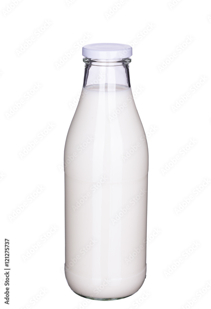Milchflasche mit Deckel freigestellt (clipping path included) Stock ...