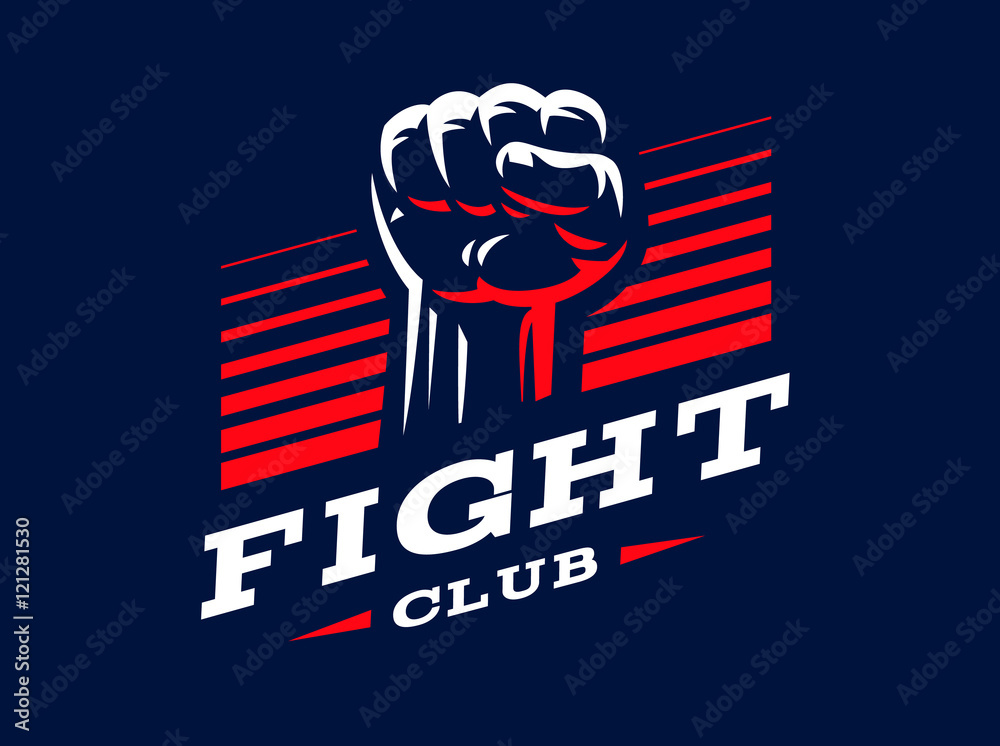 fist emblem illustration on dark background Stock Vector | Adobe Stock