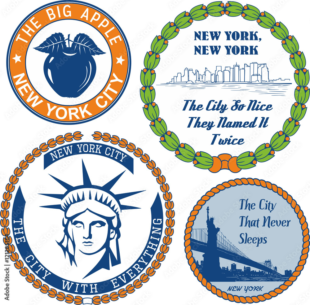 Generic stamps and signs with nickname of New York City Stock Vector ...
