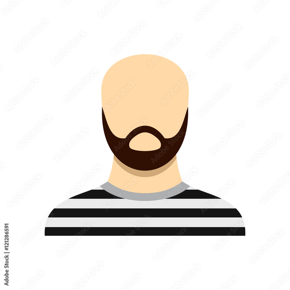 Prisoner with a beard icon in flat style isolated on white background ...