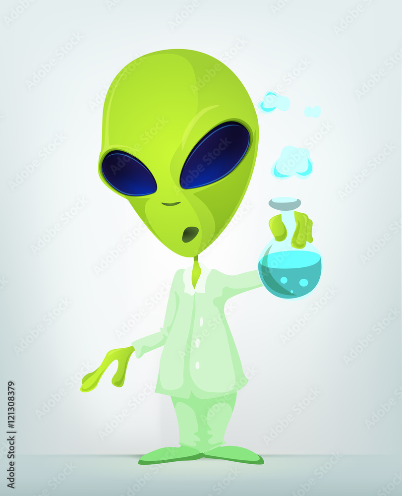 Funny Alien Cartoon Illustration Stock Illustration | Adobe Stock