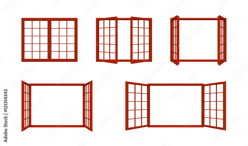 red window frame isolated on white background. Stock Illustration ...