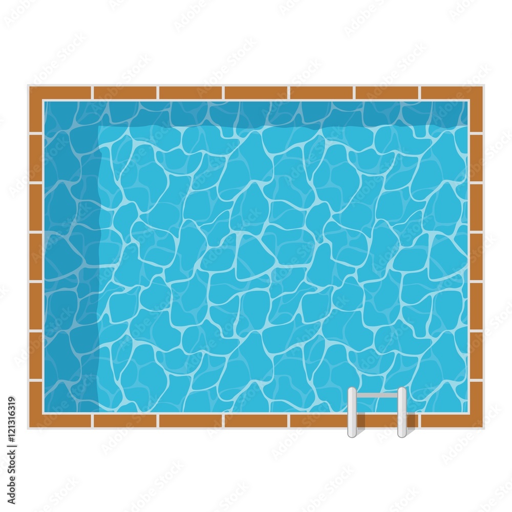 Swimming pool top view set isolated on white background. Blue water ...