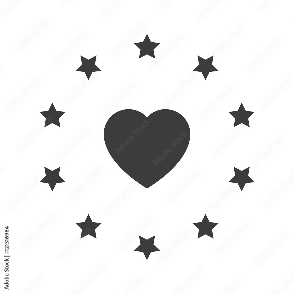 Heart star circle icon. Heart star circle Vector isolated on white ...