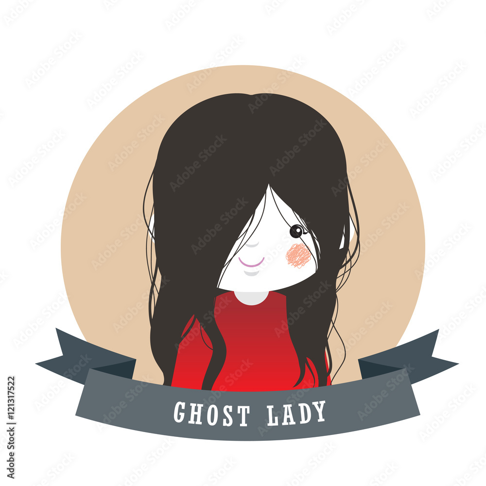 Cute chinese ghost lady / women. vector illustration. cartoon character ...