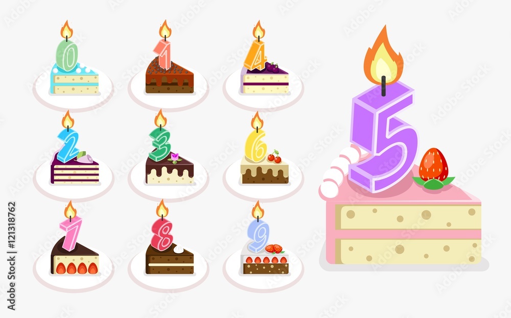 Vector first birthday cake with candle Stock Vector | Adobe Stock