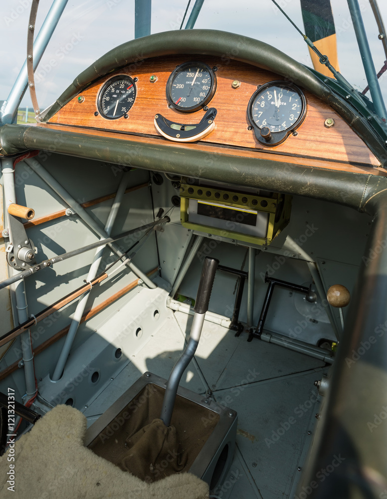 Historic aircraft biplane on runway, Historic aircraft cockpit ...