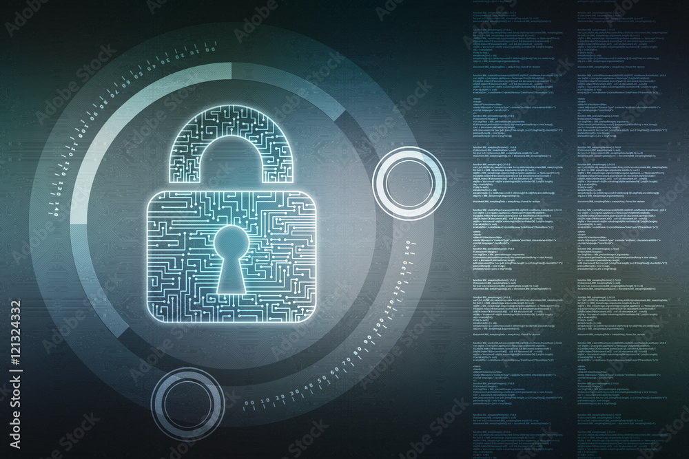 Security concept: Lock on digital screen, contrast, 2d illustration ...