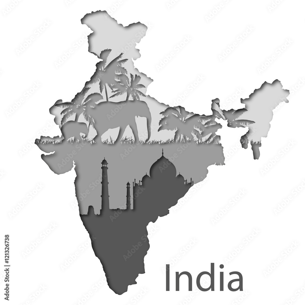 Cutout map of India with different leyers Stock Vector | Adobe Stock