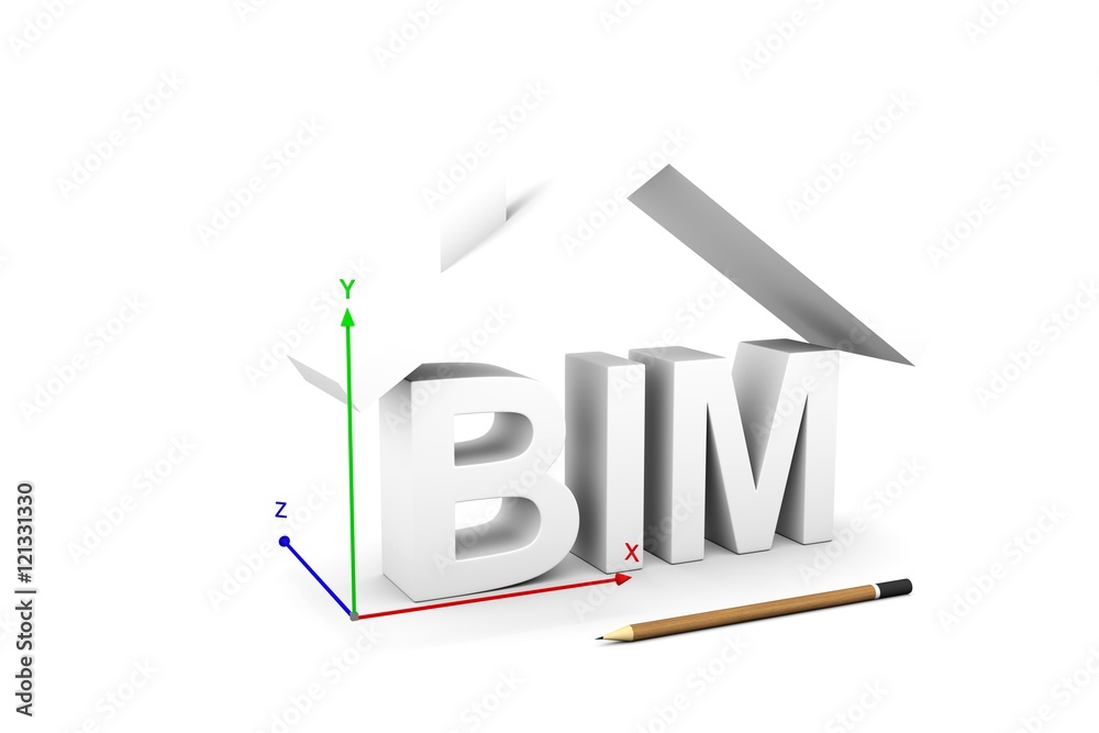 BIM on white background 3D illustration Stock Illustration | Adobe Stock