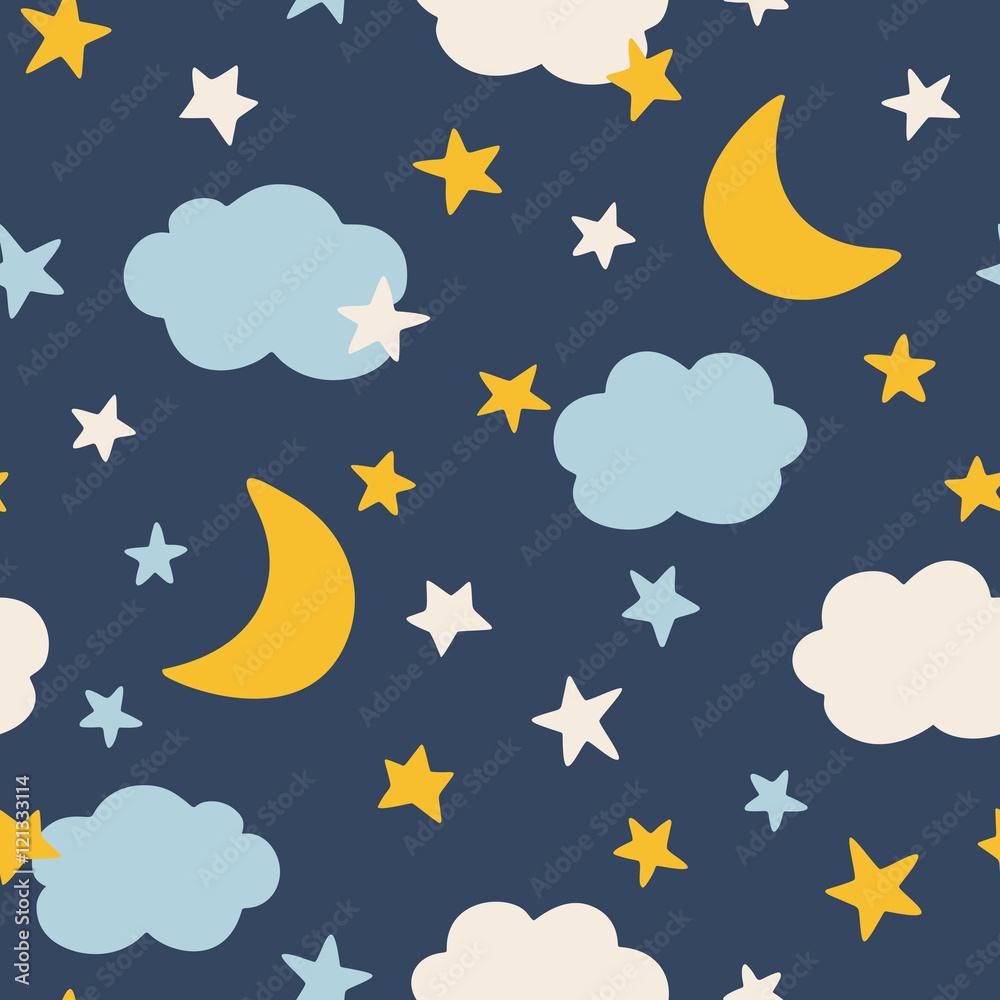 Moon and stars pattern Stock Vector | Adobe Stock