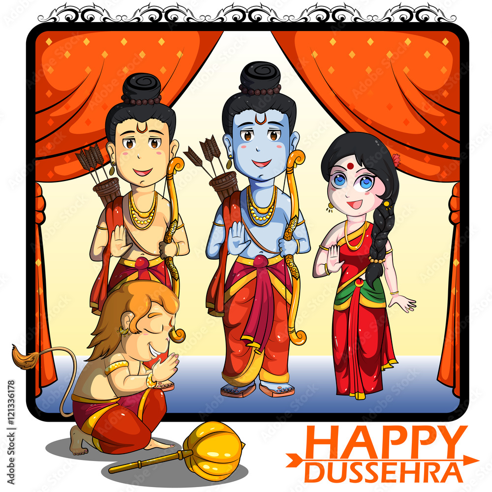 Lord Rama, Laxmana, Sita with Hanuman Stock Vector | Adobe Stock