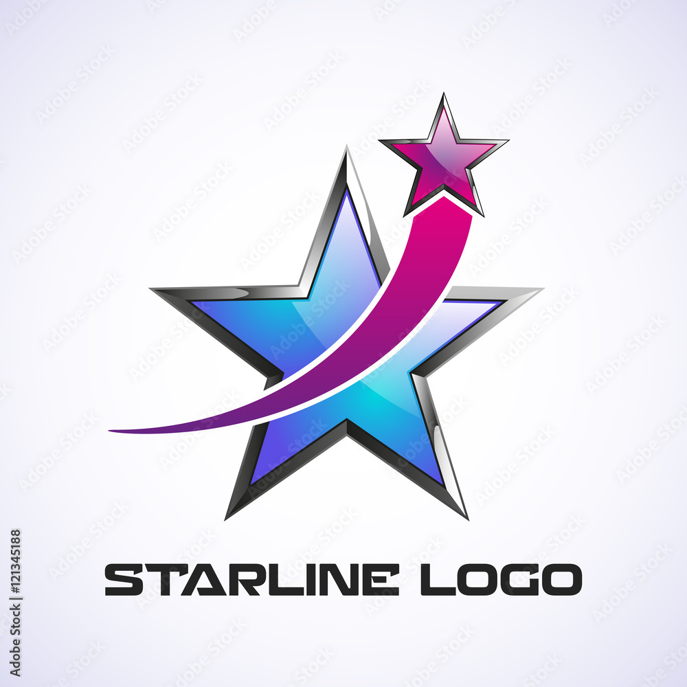 Star logo, crossed star, company logo, blue star, vector illustration ...