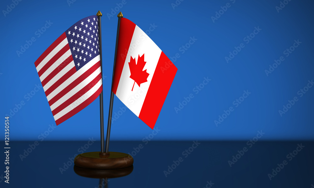 USA Flag And Canadian Desk Flags Stock Illustration | Adobe Stock