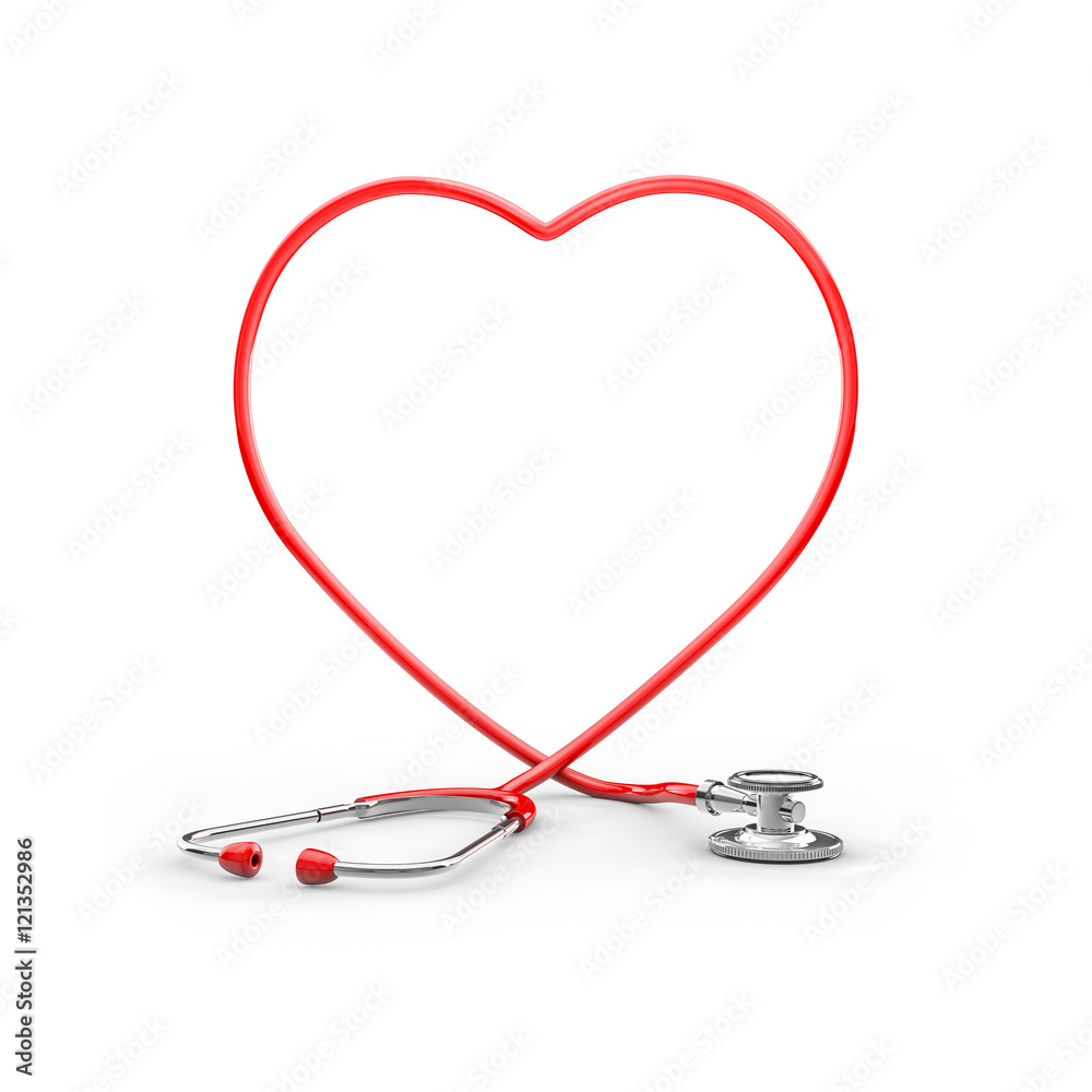 Stethoscope heart frame / 3D illustration of stethoscope tubing forming ...