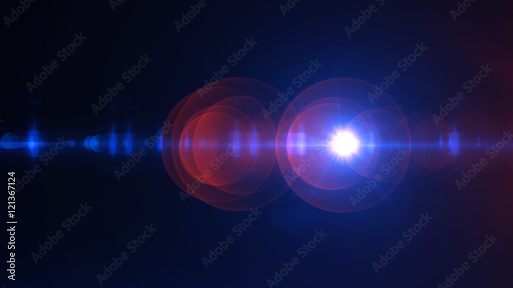 Beautiful light flares. Glowing streaks on dark background. Police ...